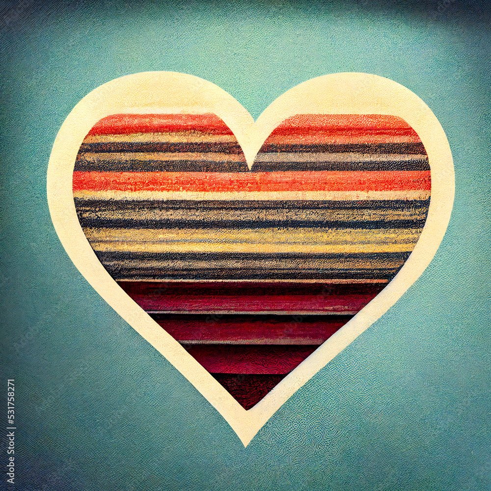 Striped heart symbol on tonal backdrop. Romantic love concept. Tonal ...
