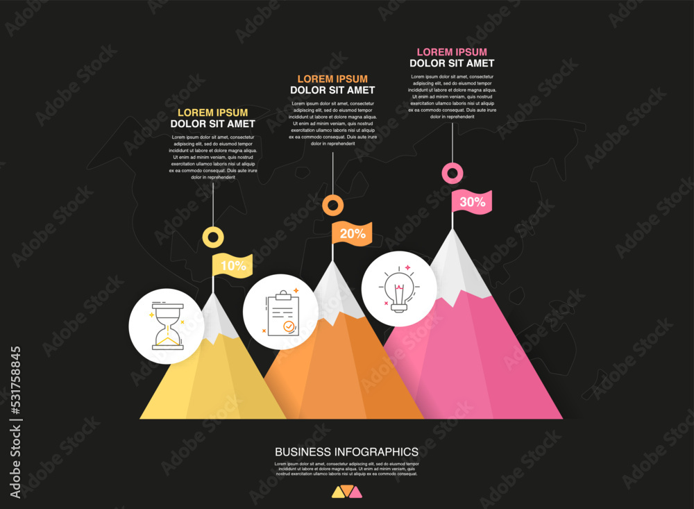 Infographics vector template. Modern timeline mountains graph with ...