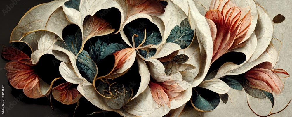 Floral Design elements, a flower bouquet with modern elements, luxury ...