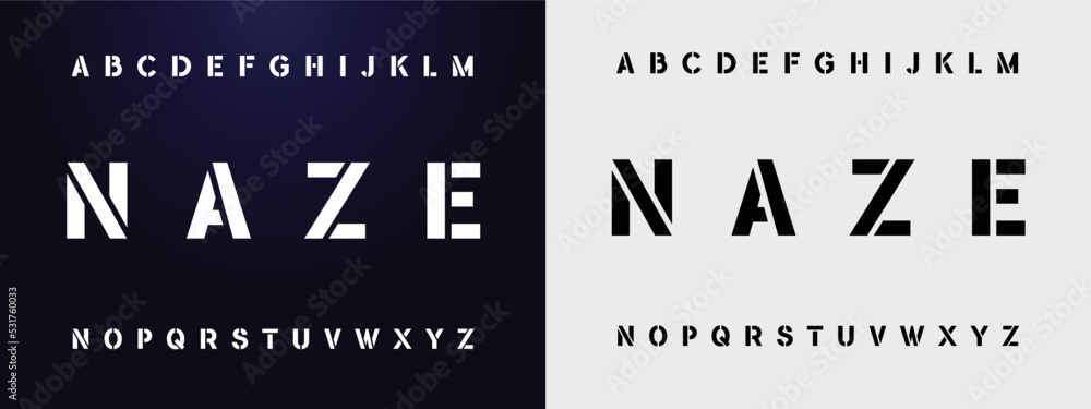 NAZE Sports minimal tech font letter set. Luxury vector typeface for ...