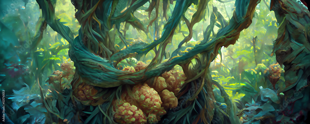 Pandora forest landscape, tropical alien jungle, concept art background ...