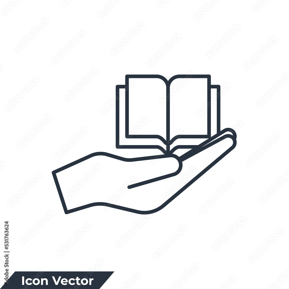 resource reference icon logo vector illustration. hand giving the book ...