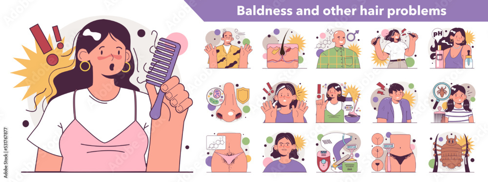 Alopecia and other hair problem. Character suffeering from receding ...