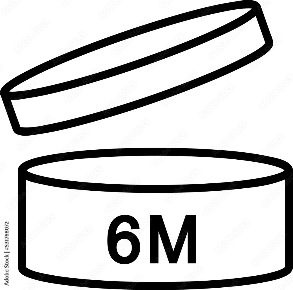 6 months period after opening icon, simple symbol for packaging design ...
