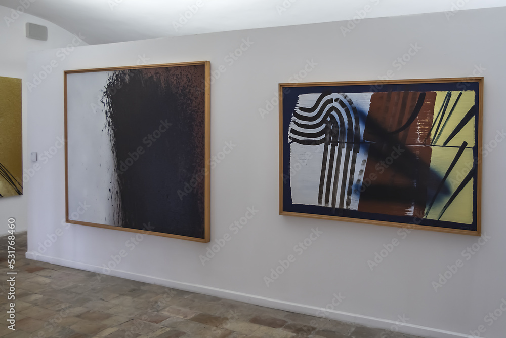 Interior of The Picasso Museum occupies the Grimaldi Castle (1608 ...