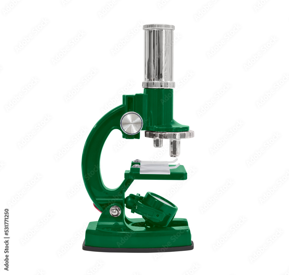 Green microscope isolated. Stock Photo | Adobe Stock