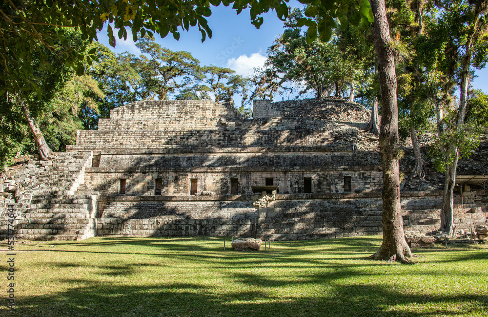 Temple at the Acropolis at the Copan Mayan Ruins, Copan Ruinas ...