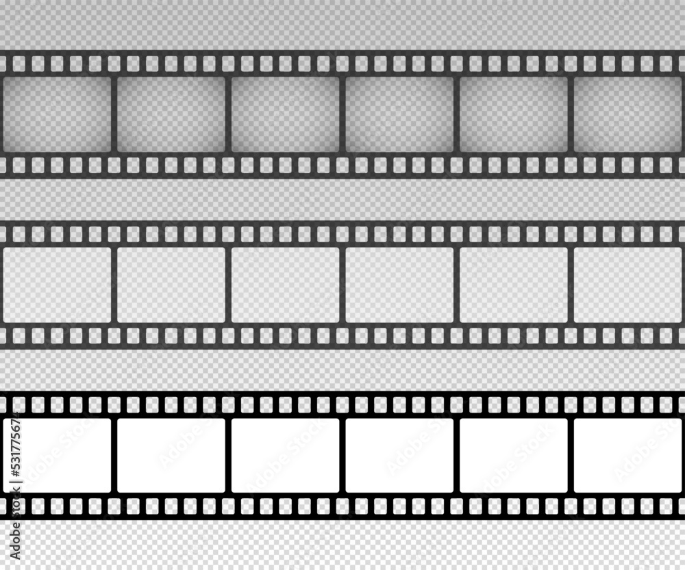 Film strip pattern. Repeated black filmstrip on transparent background ...