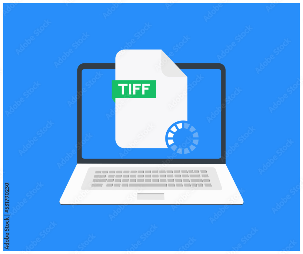 Laptop with envelope and TIFF file logo design. Tiff transparency ...
