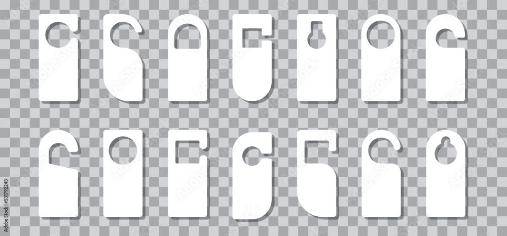 Door hanger vector icon, hotel tag, disturb hang, white room handle ...