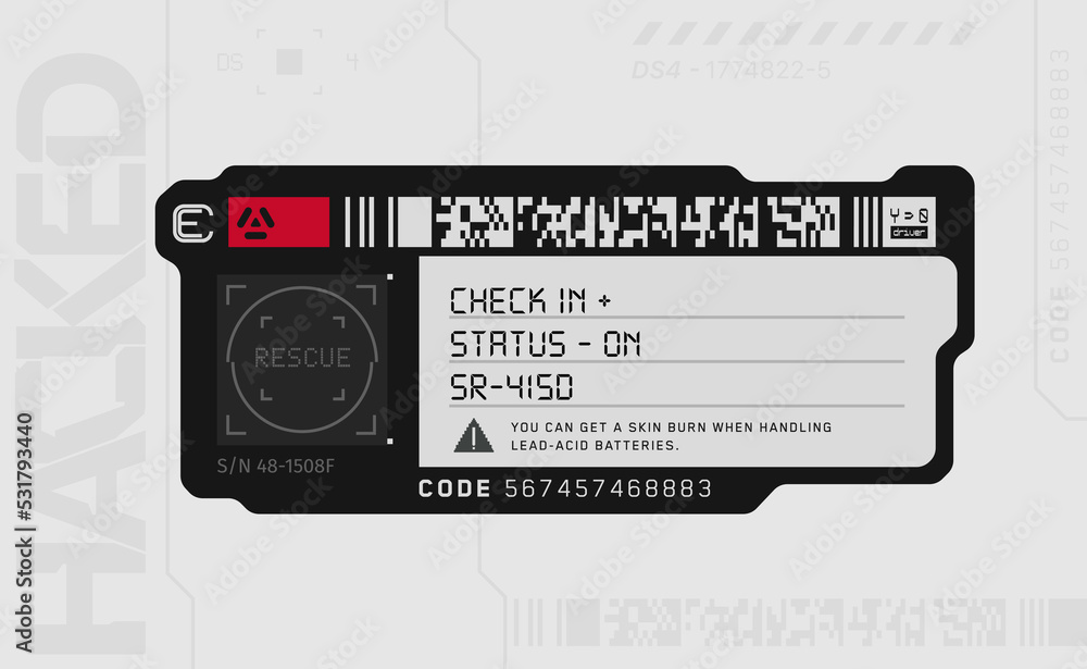 Cyberpunk decals set. Set of vector stickers and labels in futuristic ...