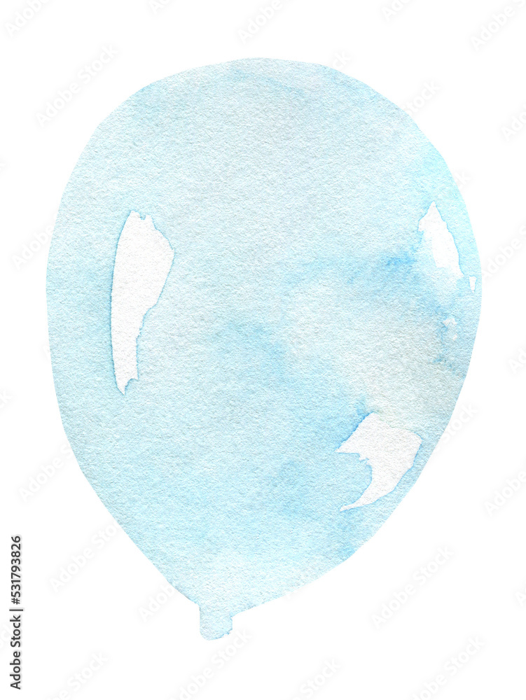 Watercolor blue ballon illustration,holiday party supplies, celebration ...