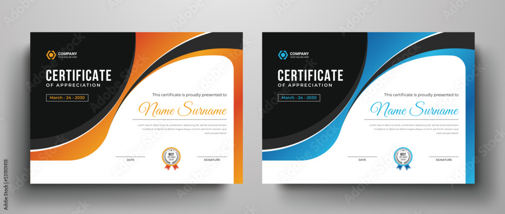 Clean and simple certificate template for multipurpose I Blue yellow ...