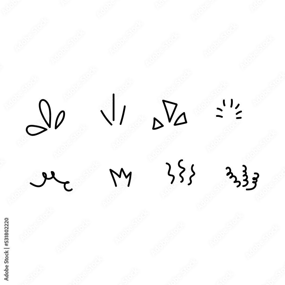 Vector set of hand-drawn cute cartoony expression sign doodle line ...