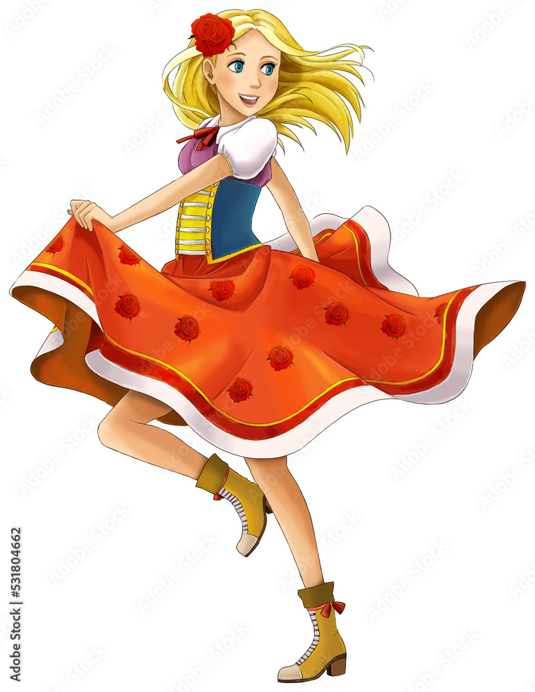 cartoon scene with princess queen isolated illustration for children ...