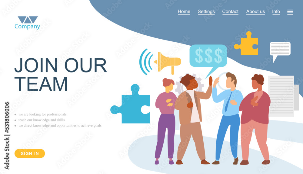 Join our team banner for website template. Business team welcome new ...