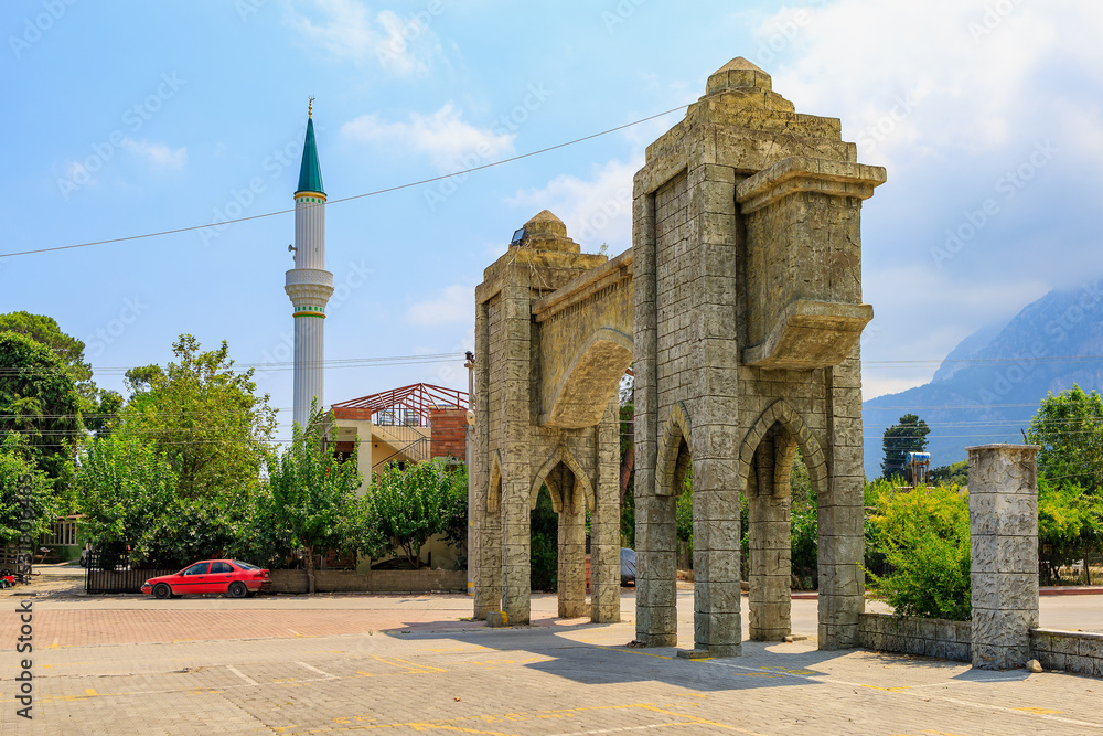 Turkish city gate in classical Islamic architecture style. August 7 ...