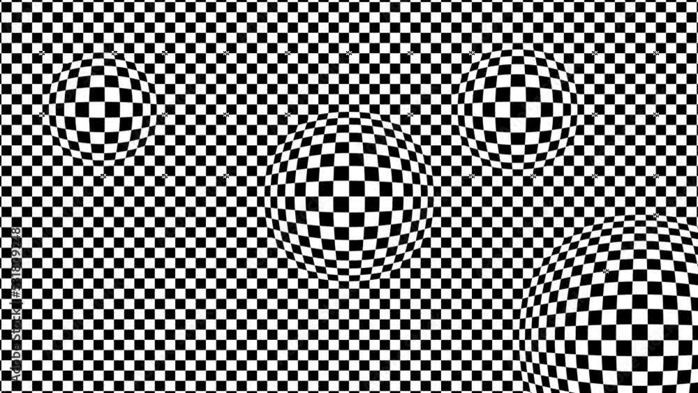 Black and White Distorted Checkerboard Pattern Moves Optical Illusion ...