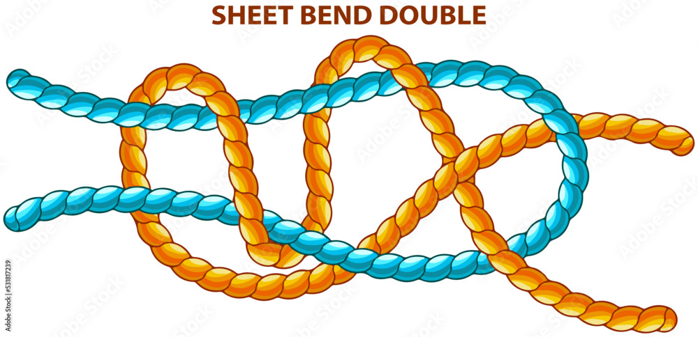 Sheet bend double isolated on white. Binding and fastening unit for ...