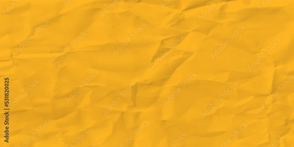 Yellow wrinkled paper texture background. Crumpled blank sheet of paper ...