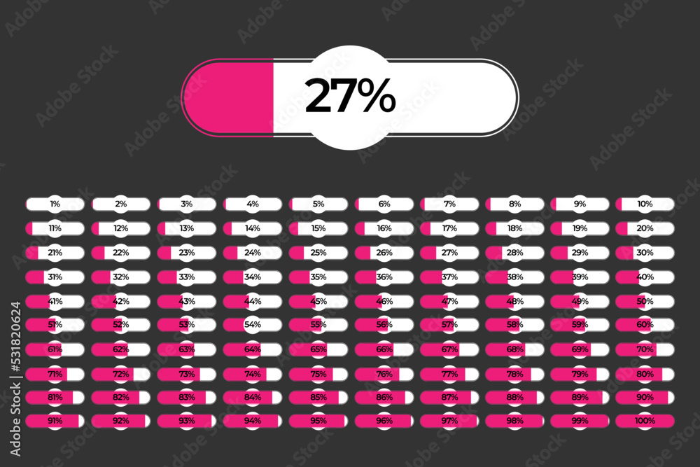 Set of percentage progress bar diagrams meters ready-to-use for web ...