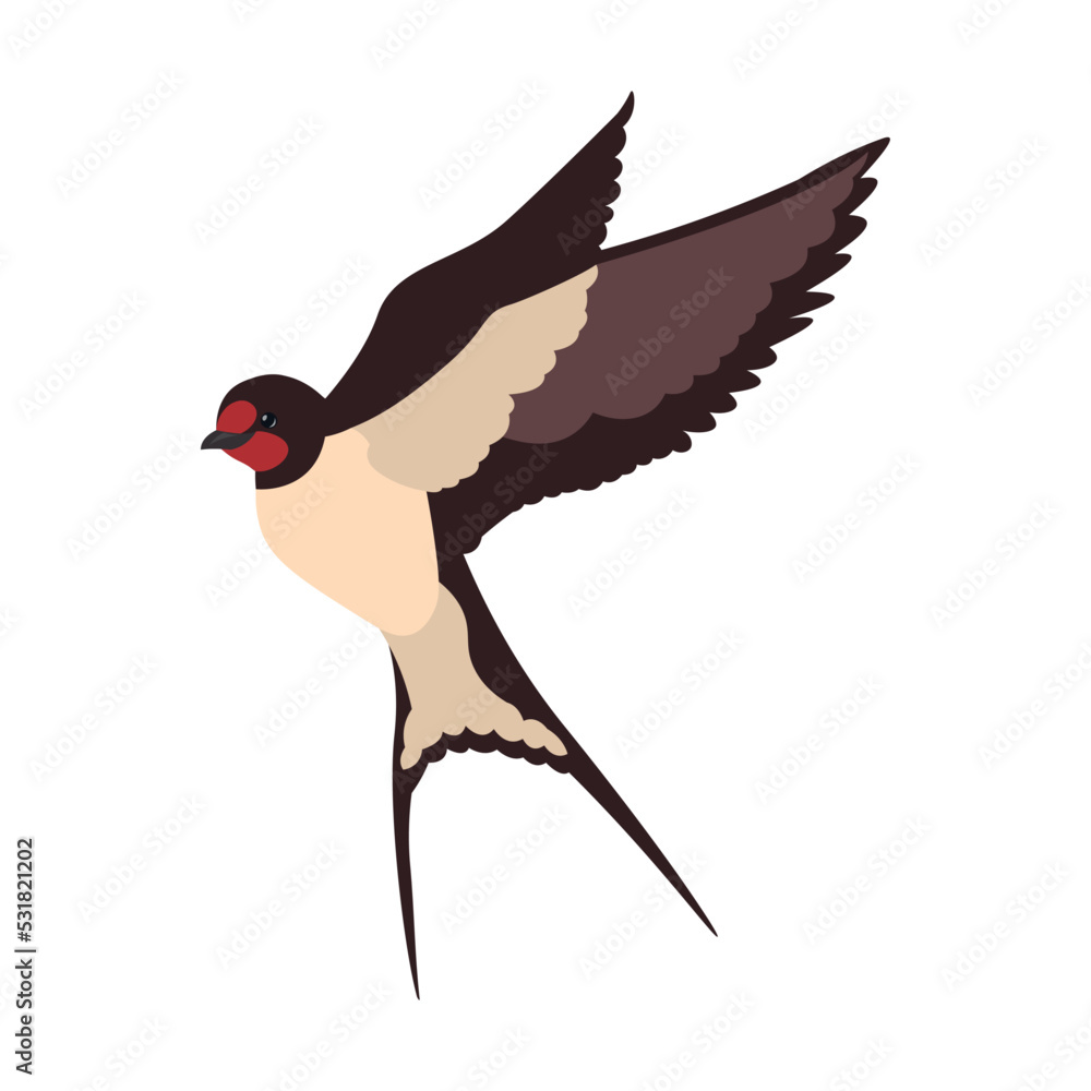 Cartoon birds flock in fight with different poses isolated vector ...