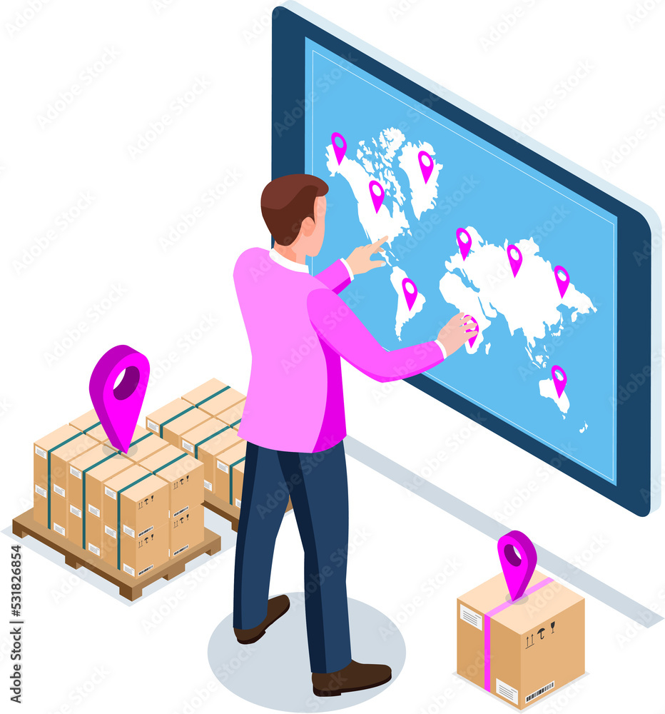 3D isometric Smart logistics technologies concept with Smart Logistics ...