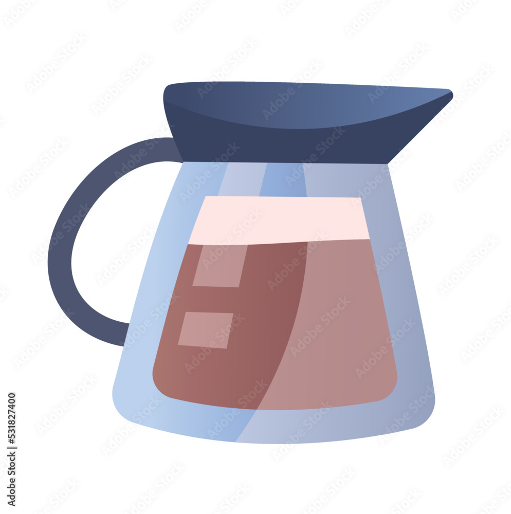 Coffee shop element. Sticker with glass teapot full of delicious hot ...