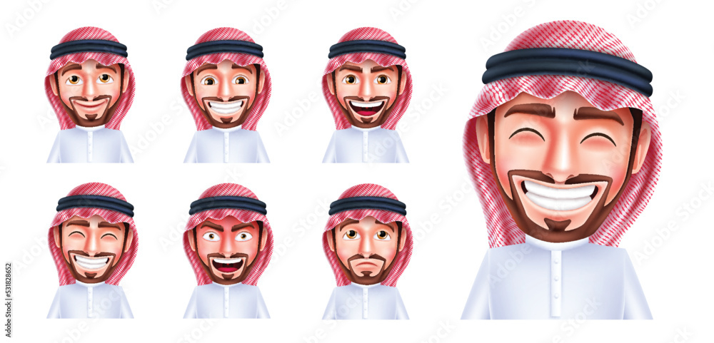 Saudi man character set vector design. Arab handsome man collection ...