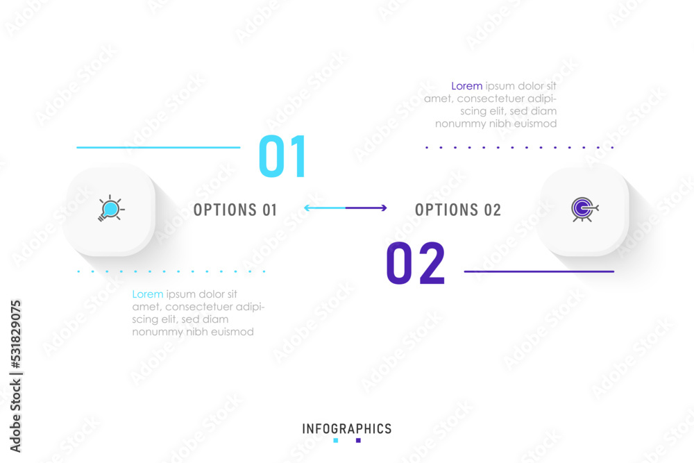 Vector Infographic label design template with icons and 2 options or ...