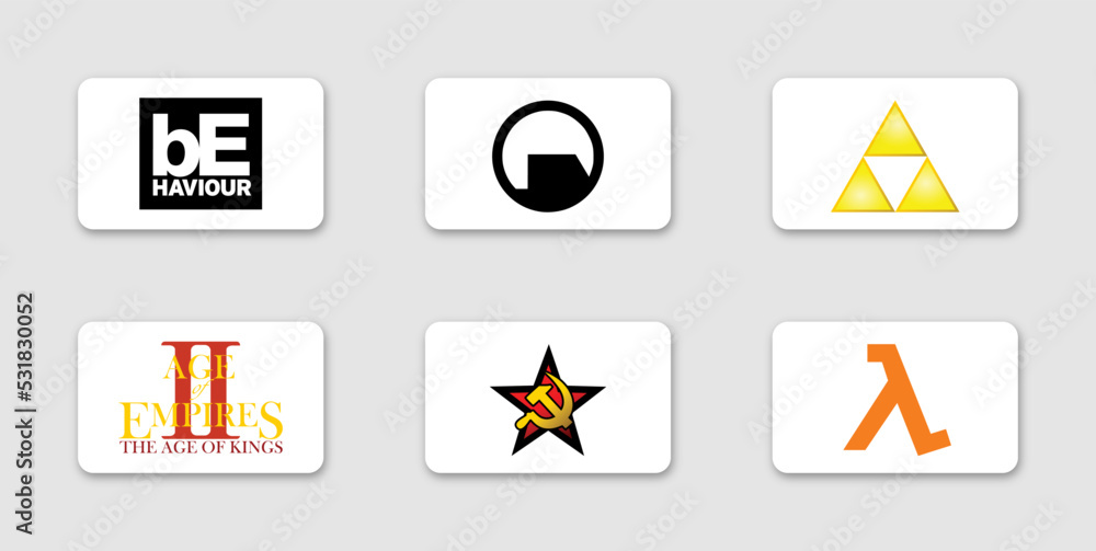 Set of popular gaming logo. Emblems of famous gaming sign. Age of ...