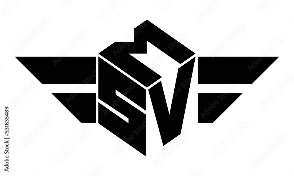 Msv Three Letter Gaming Logo In Polygon Cube Shape Logo Design Vector