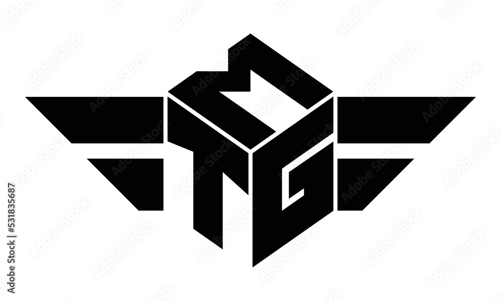 MTG three letter gaming logo in polygon cube shape logo design vector ...
