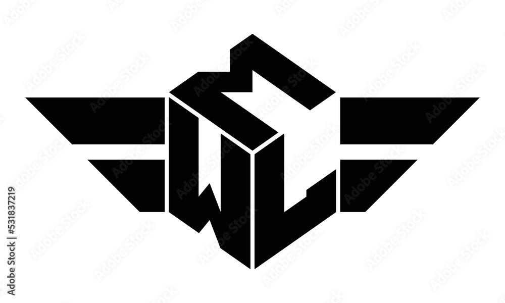 MWL three letter gaming logo in polygon cube shape logo design vector ...