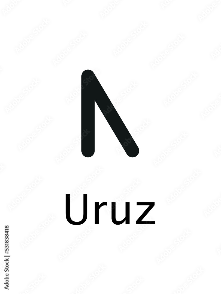 Uruz of Runes alphabet. Writing ancient Germans. Vector Mystical ...