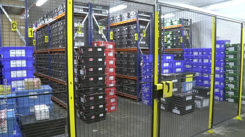 Inside the global seed vault. Shelves with seed boxes, stocks in Global ...