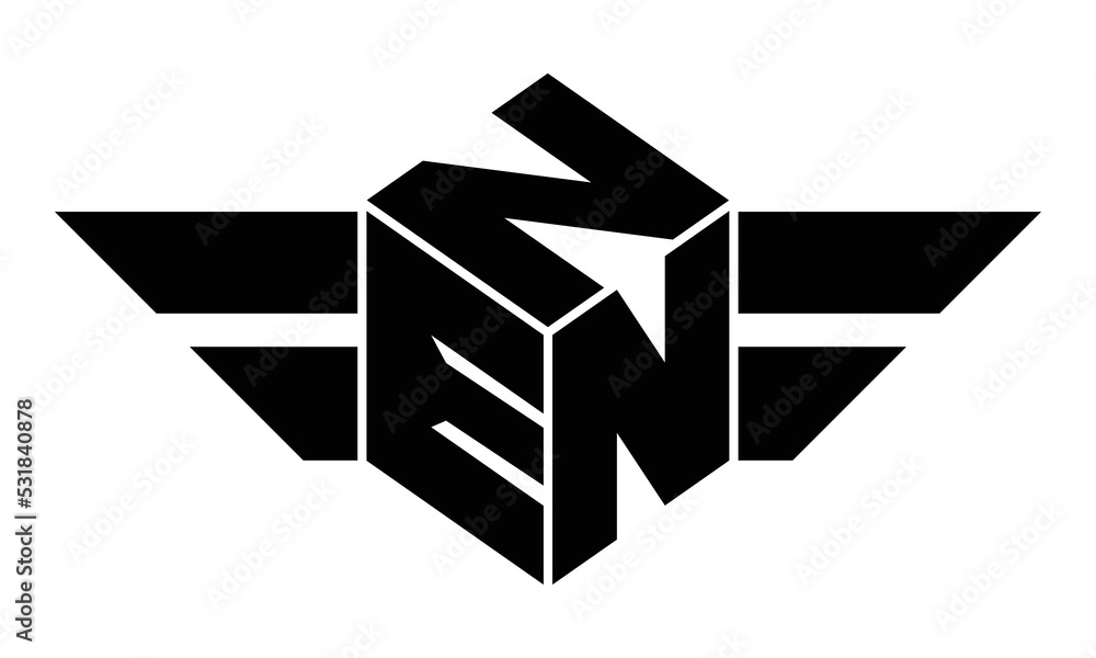 NEN three letter gaming logo in polygon cube shape logo design vector ...