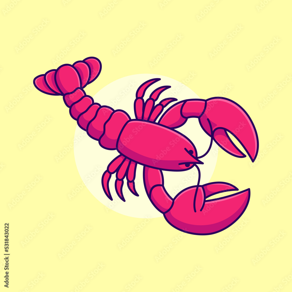 cute lobster drawing vector cartoon illustration Stock Vector | Adobe Stock