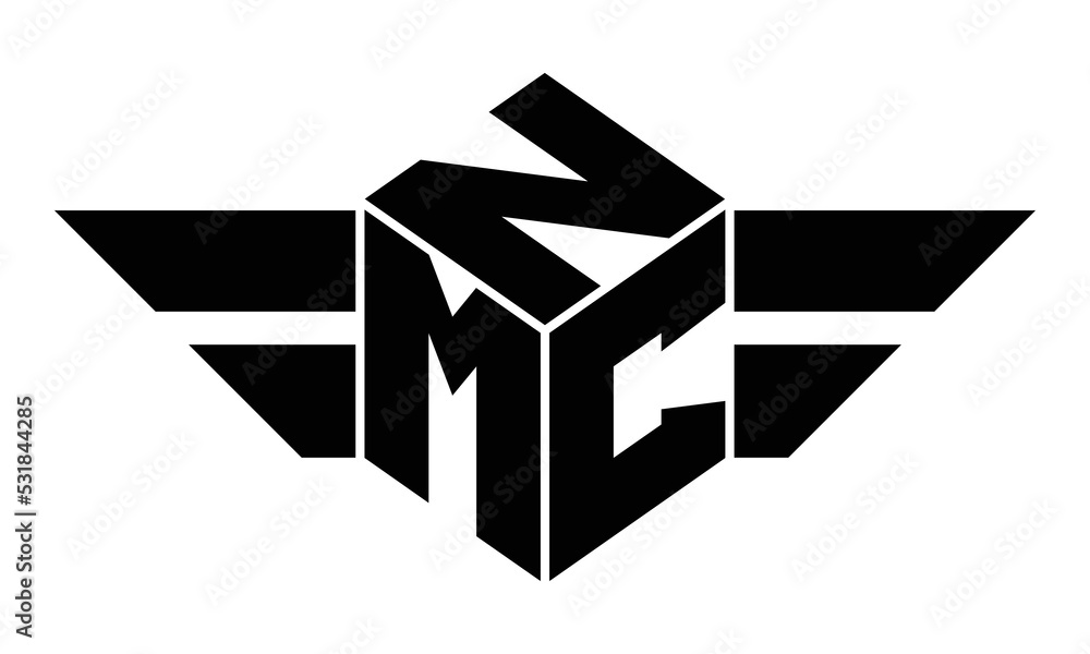NMC three letter gaming logo in polygon cube shape logo design vector ...