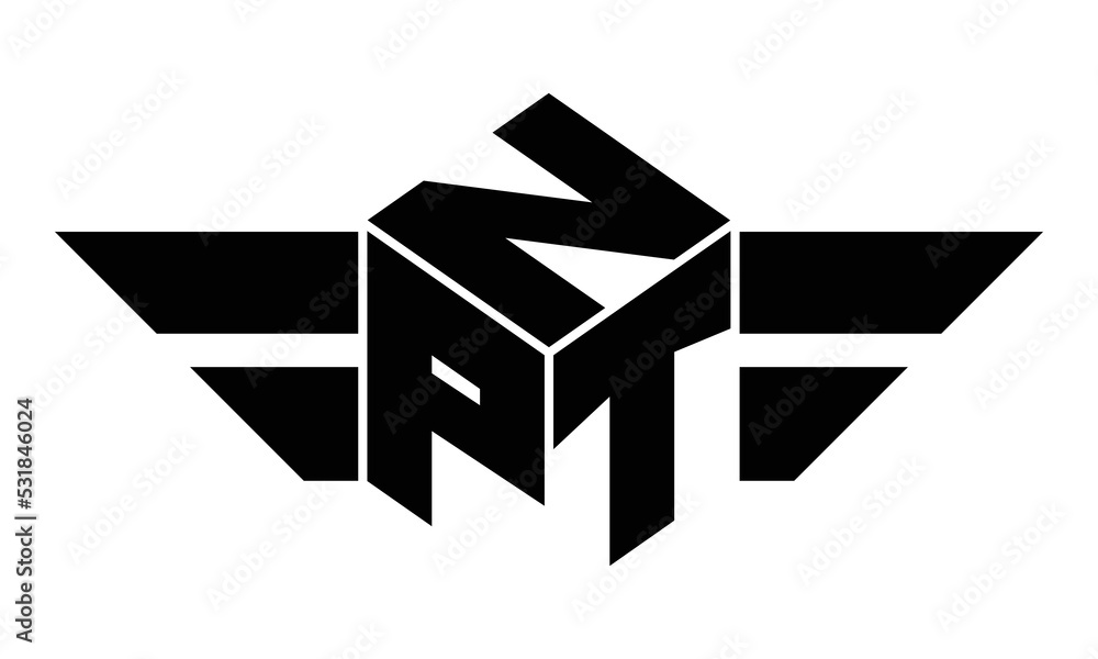 NPT three letter gaming logo in polygon cube shape logo design vector ...