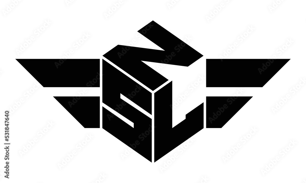 NSL three letter gaming logo in polygon cube shape logo design vector ...