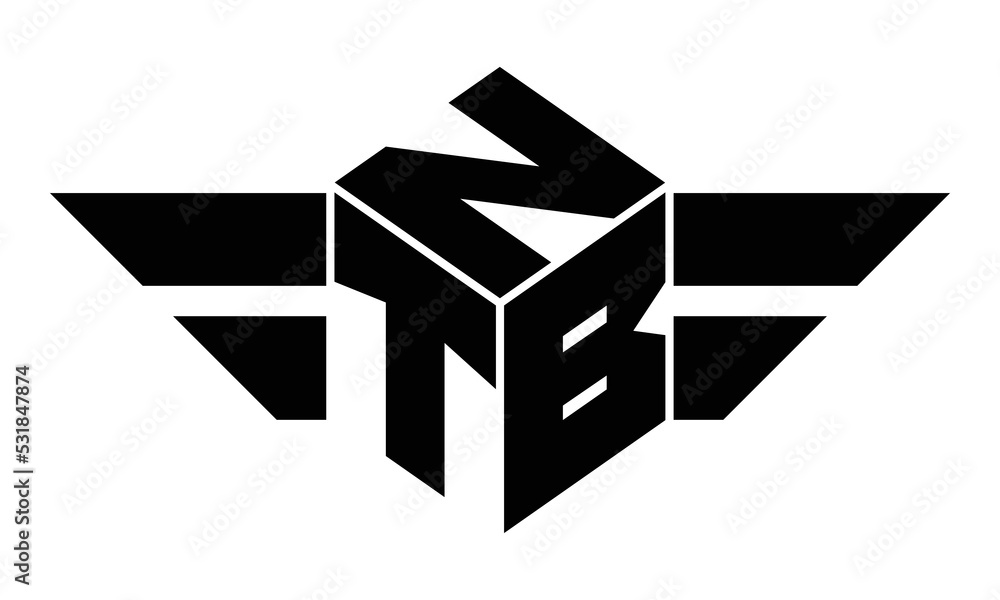 NTB three letter gaming logo in polygon cube shape logo design vector ...