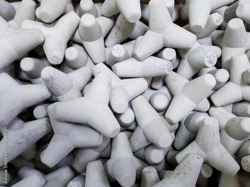 Concrete tetrapod breakwaters. Tetrapod model, design concept. Stock ...