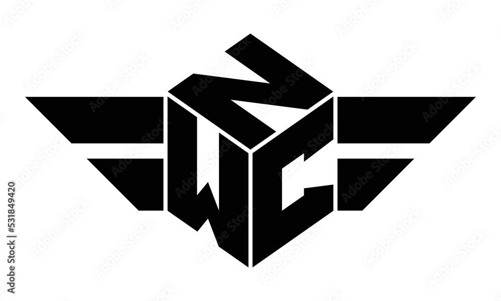 NWC three letter gaming logo in polygon cube shape logo design vector ...