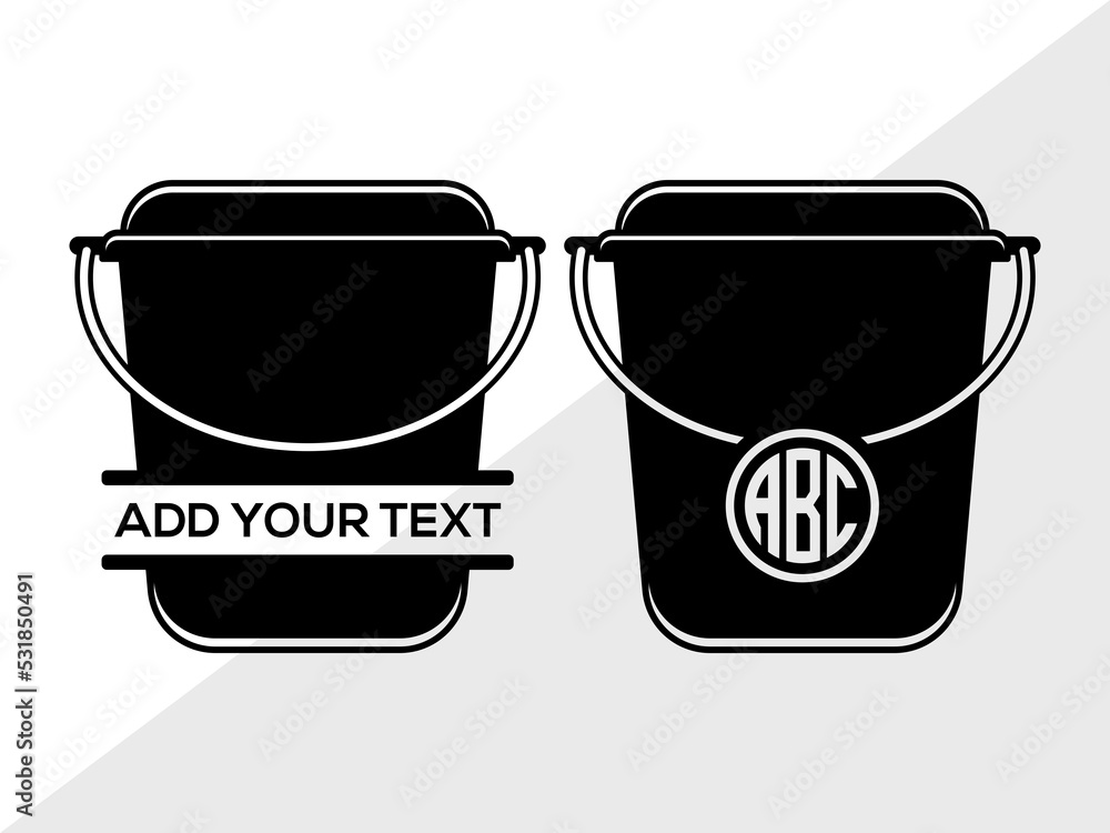 Bucket Monogram SVG, Water Bucket Svg, Cleaning Bucket Svg, Split ...