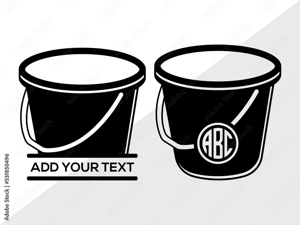 Bucket Monogram SVG, Water Bucket Svg, Cleaning Bucket Svg, Split ...