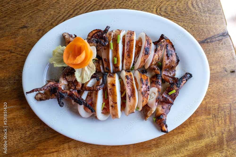 Photo & Art Print Popular Filipino Food - Inihaw na Pusit Grilled Squid ...