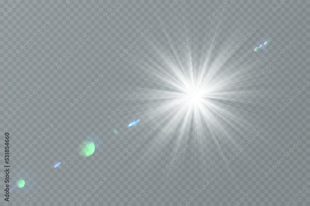 Vector transparent sun light with special glare light effect. Sun glare ...