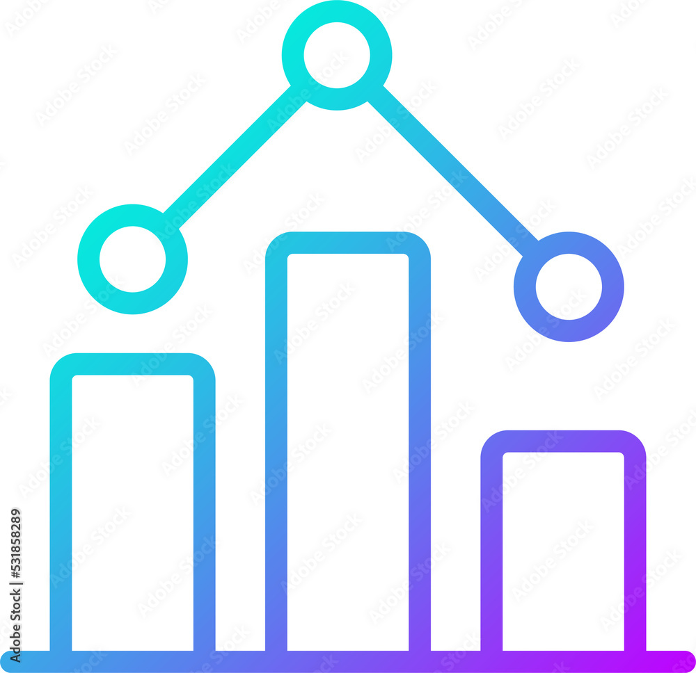 Regression in data mining gradient linear vector icon. Statistical ...