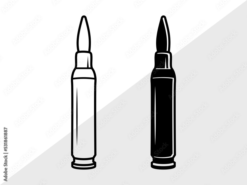 Vettoriale Stock Bullet SVG, Gun Bullet Svg, Ammo Svg, Munition Svg ...
